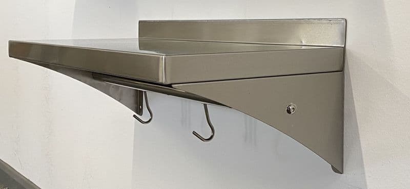 600mm Stainless Steel Wall Shelf With Hook Rail